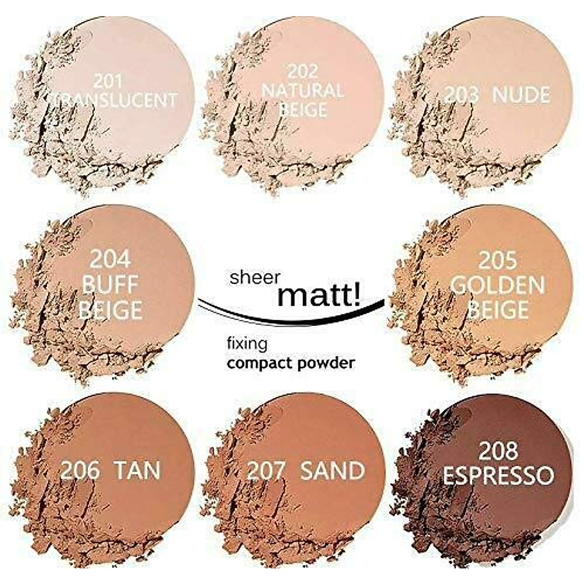 AQUAPURITY - PHOERA Sheer Matte Fixing Powder Makeup Base Fixer Setting Powder Foundation Fixing Compact Pressed Powder Long Lasting Make Up Fixer Skin Vitamin E Beauty Blender (201 Translucent)