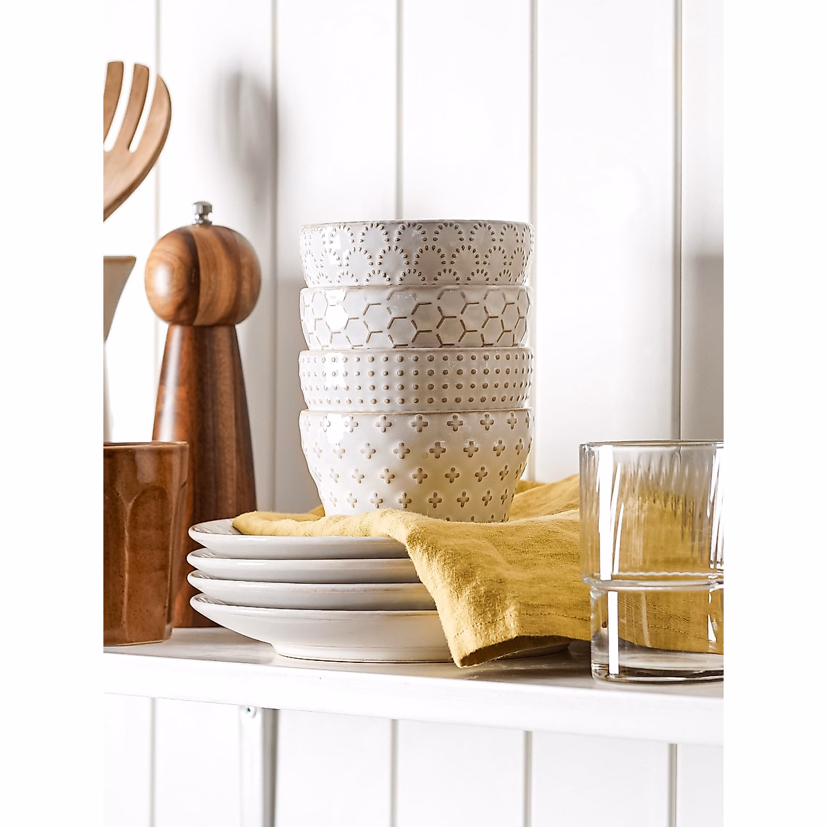 LE TAUCI Small Bowls 8 oz, Dessert Bowl, Ice Cream Bowl for Chili Dipping Sauce Coffee Bouillon, Ceramic Soup Cups - 4 inch, Set of 4, Arctic White