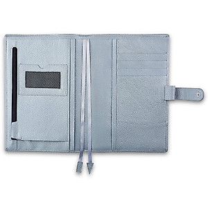 Genuine Leather a5 Planner Cover Personal Organizer, Compatible with Stalogy Hobonichi A5 Size Planner Notebooks (Lychee-Bluish Grey)