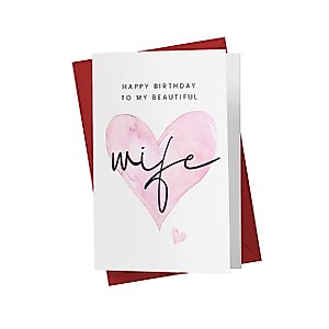 KARTO - Sweet Birthday Card for Wife, Large 5.5 x 8.5 Greeting Card, Birthday Card for Wife from Husband, Happy Birthday Wife Card - Beautiful Wife