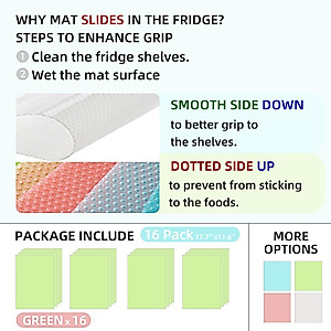 FinalNest 16Pcs Refrigerator Mats, Waterproof Non-Slip EVA Refrigerator Liner Pads Drawers Shelves Cabinets Storage Kitchen and Placemats-G-16-1