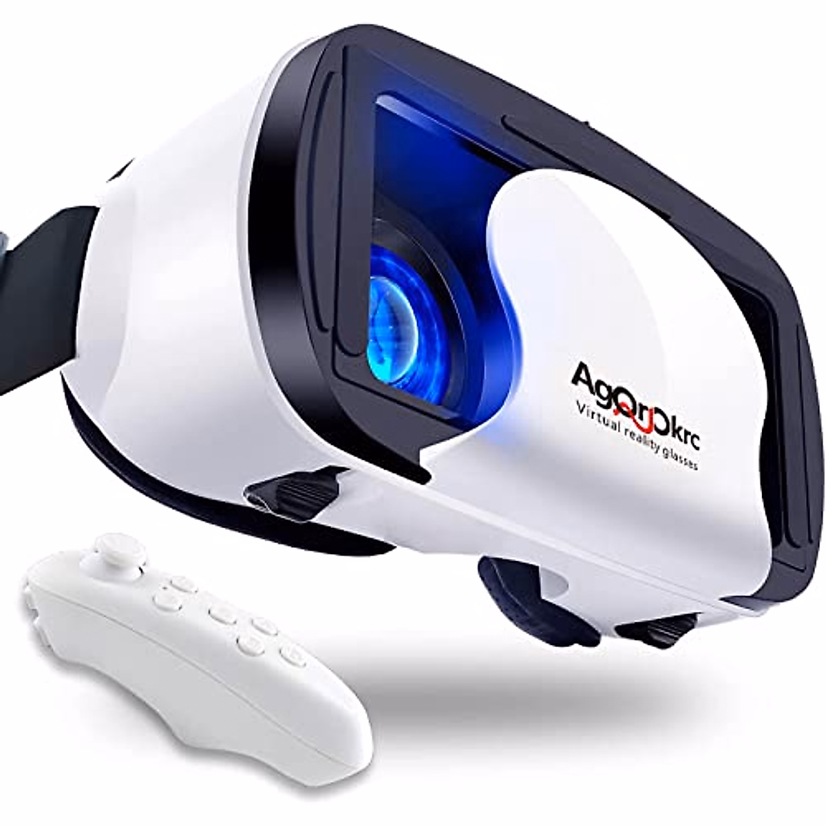VR Headset with Controller Adjustable 3D VR Glasses Virtual Reality Headset HD Blu-ray Eye Protected Support 5~7 Inch with Controller