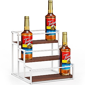 THYGIFTREE Coffee Syrup Rack Organizer Syrup Bottle Holder Stand for Coffee Bar 3-Tier 12 Bottles Storage Shelves for Syrup, Wine, Dressing for Kitchen Coffee Station, White