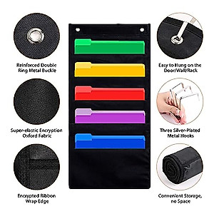 Headif Premium Door Hanging File Organizer,Cascading Wall File Storage Pocket Chart, 5 Pockets Folder Holder & 2 Hangers, Perfect for Classroom Office School and Home Use Organization