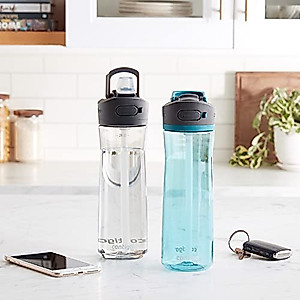 Contigo Ashland 2.0 Leak-Proof Water Bottle with Lid Lock and Angled Straw, Dishwasher Safe, Interchangeable Lid, Pack of 2, 24oz, Juniper/Sake