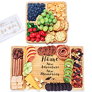 Henghere 2024 Housewarming Gifts for New Home Cheese Board Gifts for First Home Owner, Newlywed Couple, Clients, Friends, Unique House Warming, Wedding, Realtor Closing Gifts Idea