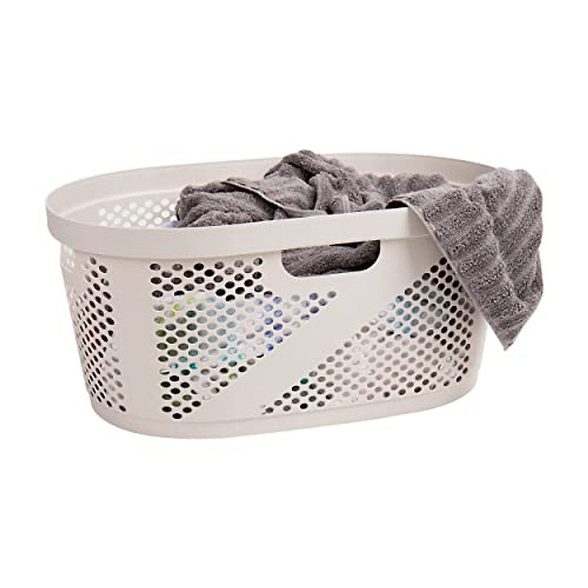 Mind Reader Basket Collection, Laundry Basket, 40 Liter (10kg/22lbs) Capacity, Cut Out Handles, Ventilated, 14.5"L x 23"W x 10.5"H, Ivory