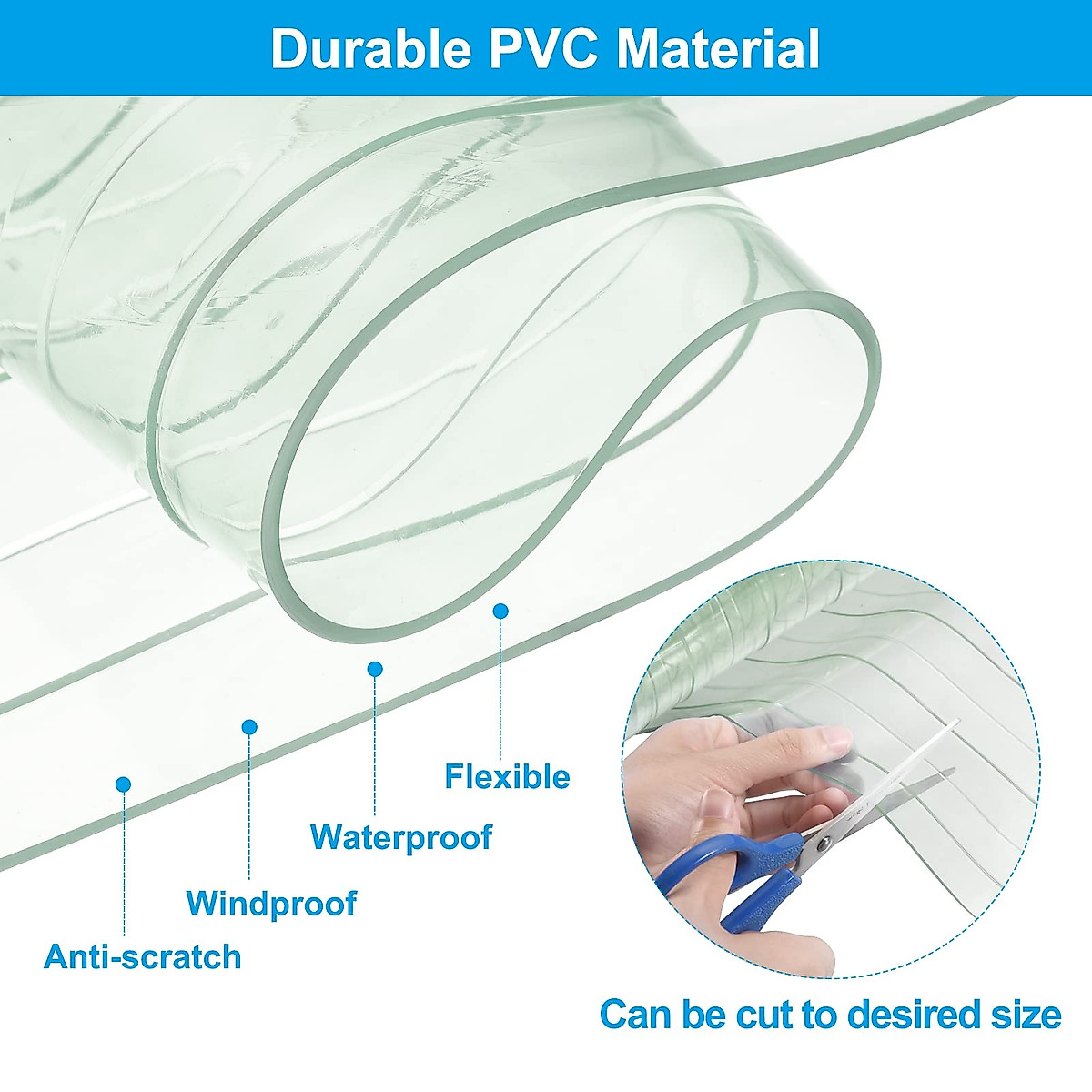 PATIKIL 6.8' x 7.5" Plastic Vinyl Strip Curtain, Clear PVC Freezer Curtain with Mounting Bracket for Walk-in Freezer Coolers Door Warehouse, Transparent