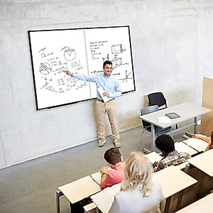 Magnetic Dry Erase White Board 48x36 Inch, 4x3 WhiteBoard Foldable Aluminum Frame Wall Mounted Dry Erase Board for School Office and Home