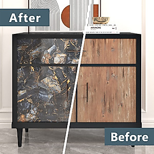 Marble Black Contact Paper Peel and Stick Countertops Gold Contact Paper Peel and Stick Wallpaper for Kitchen Waterproof Vinyl Film Marble Shelf Liner Counter Top Cover Wallpapers 15.8" x 78.7"