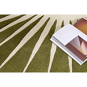 RugRestore Innovations Handmade Round Area Rug 100% New Zealand Wool Modern Circular Rug for Living Room Bedroom Dining Room Kitchen (Moss Green, 4 x 4 Round)