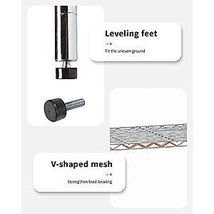 FDW 14''Dx36''Wx72''H 5-Shelf Wire Shelving Large Storage Shelves Adjustable Metal Shelves Heavy Duty Height Commercial Grade Steel Layer Shelves 1250 LBS Capacity,Chrome