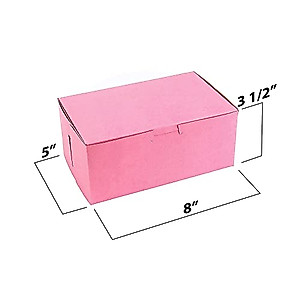 MT Products Pink Cookie Boxes - Size 8" x 5" x 3 1/2" (25 Pieces) Clay Coated Kraft Bakery Box No-Window - Made in the USA