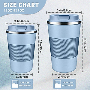 Insulated Coffee Tumblers with Flip Lid 12oz / 17oz, Stainless Steel Travel Coffee Mug Leak Proof, Vacuum Insulated Coffee Mug Thermos Cup, Keeps Cold and Hot for Coffee Tea