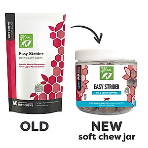 Only Natural Pet Easy Strider Hip and Joint Supplement, All Natural Holistic Glucosamine & Turmeric Formula for Dogs - Made in USA, 60 Soft Chews