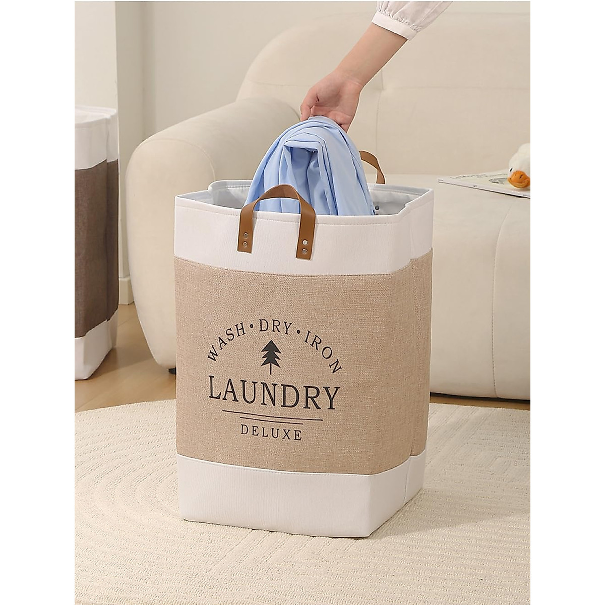 TNLG Bathroom Dirty Clothes Organizer Baske, Foldable Clothes Hamper, Foldable Storage Basket, Freestanding Laundry Hamper, Large Laundry Basket 65L