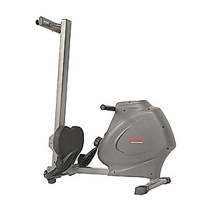 Sunny Health & Fitness Compact Folding Magnetic Rowing Machine with LCD Monitor, Bottle Holder, 43 Inch Slide Rail, 285 LB Max Weight - Synergy Power Motion - SF-RW5801, Gray
