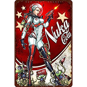 QICH Nuka Cola Retro Tin Metal Sign Personalized Poster Decorative Wall Plaque Garage, Bar, Club, Living Room, Bedroom, 8×12 Inches Color 4
