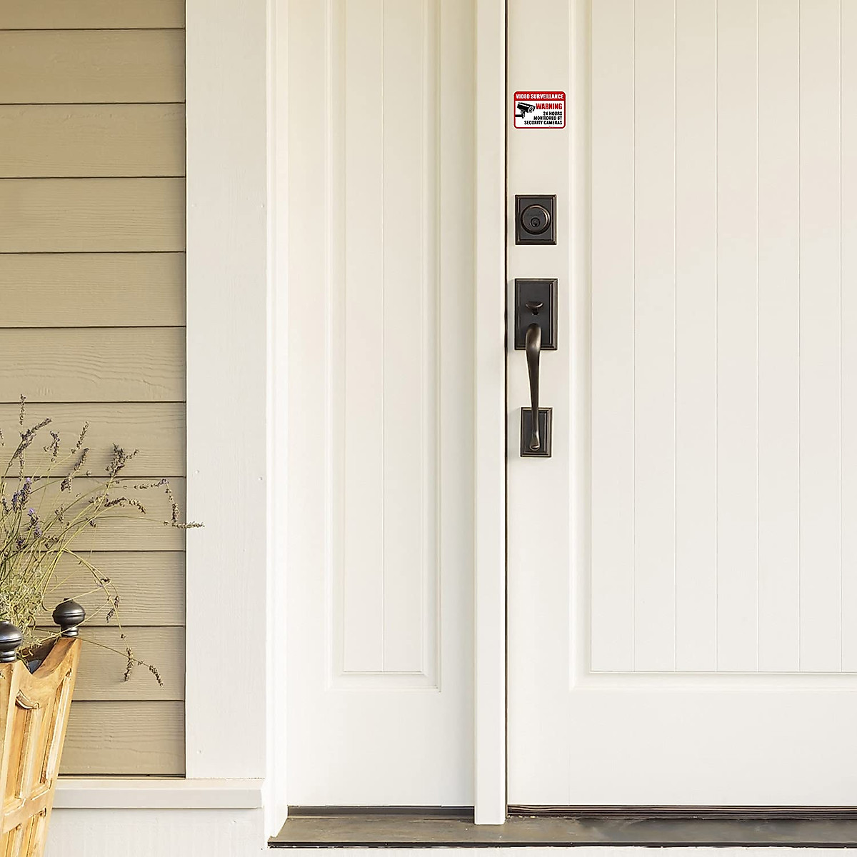 Sigo Signs 24 Hour Video Surveillance Sign, 6 Pack, 4 Mil Sleek Vinyl Decal Stickers Weather Resistant Long Lasting UV Protected and Waterproof Made in USA