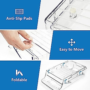 Puricon Large Foldable Skinny Can Organizer, Auto-Rolling Drink Dispenser for 16oz (473ml) / 17oz (500ml) Skinny Tall Cans, Clear, Space-Saving Storage for Fridge, Pantry, and Countertop - 1 Pack