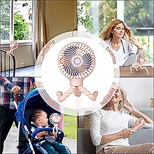 Mini Handheld Stroller Fan, Personal Portable Fan Baby Car Seat Clip-On Fan with DIY Flexible Tripod, USB Rechargeable Fan Adjustable 3 Speeds for Bedroom, Outdoor, Camping, Bike, BBQ