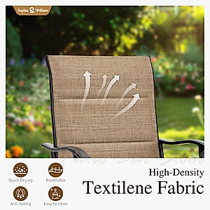 Sophia & William Outdoor Bar Stools Set of 4 with Padding, Swivel Bar Chairs, Tall Patio Chairs, Outdoor High Top Chairs, Supports 300 lbs (Brown Fabric)