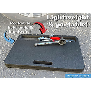 Polar Whale 4 Portable Knee Cushions with Tool Pocket for Home Garden Work Automotive Workshop and More Durable Thick Comfortable High Density Waterproof Black Foam 15 x 10 Inches Kneeling Pad