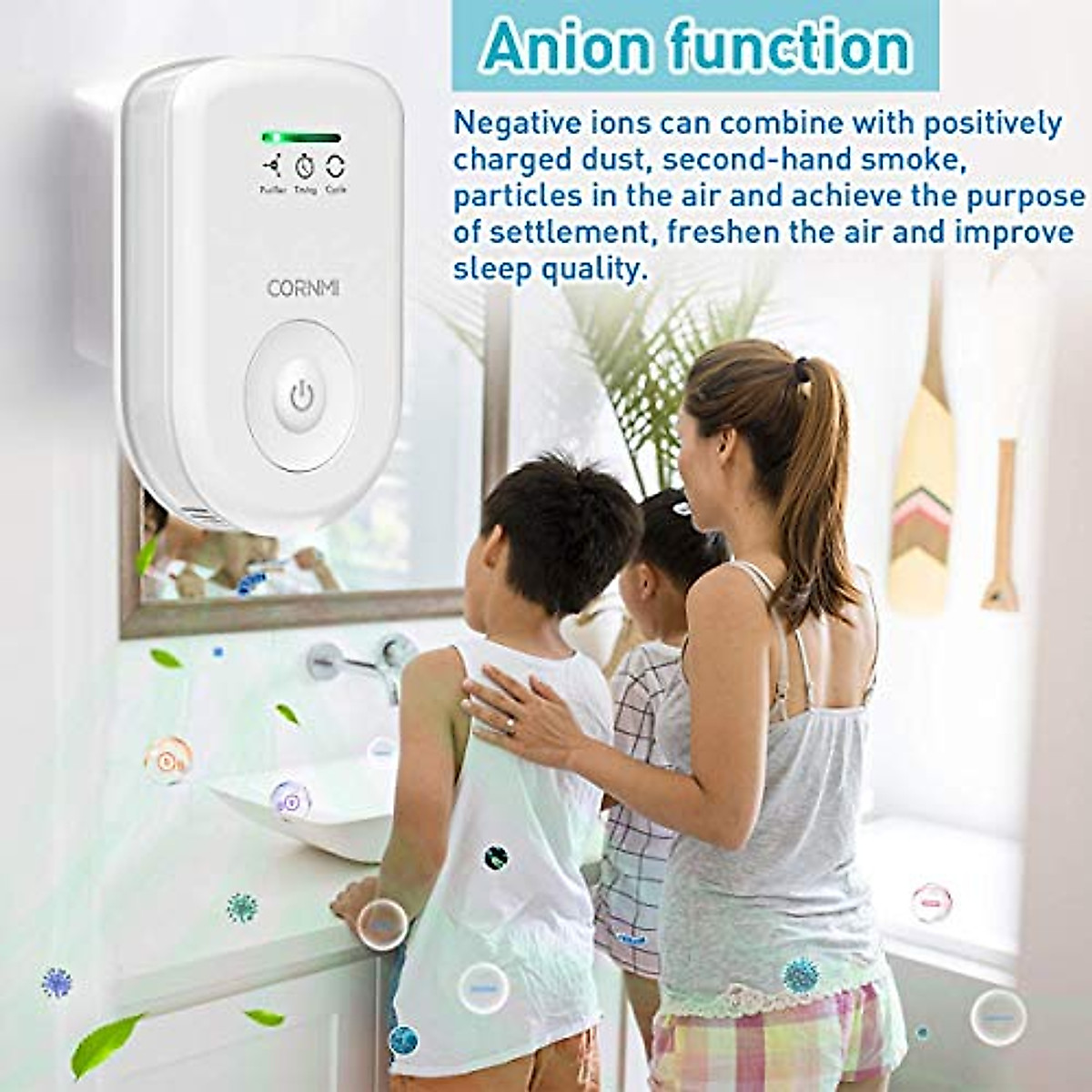 Air Purifiers Plug In for Home, Mini Odor Eliminator丨Ozone Negative Ion Dual Function丨Ionizer to Remove Smoke Pet Smell, Portable Deodorizer Freshener Cleaner for House Bedroom Bathroom Kitchen