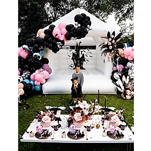 Pink Halloween Balloon Garland Arch Kit,122Pcs Halloween Black pink White Balloons Large Boo Ghost Foil Balloons Spider Balloons for Girl Birthday Baby Shower Party Decorations