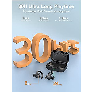 Coucur Wireless Earbuds, Bluetooth 5.1 Sport Headphones in Ear with Detachable Earhooks, Bluetooth Earbuds with Immersive Sound, Wireless Earphones with Noise Cancelling Mic, IP7 Waterproof Headset