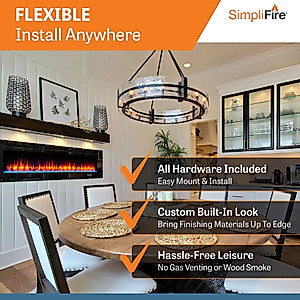 SimpliFire Allusion 60" Recessed Linear Electric Fireplace - Black, SF-ALL60-BK