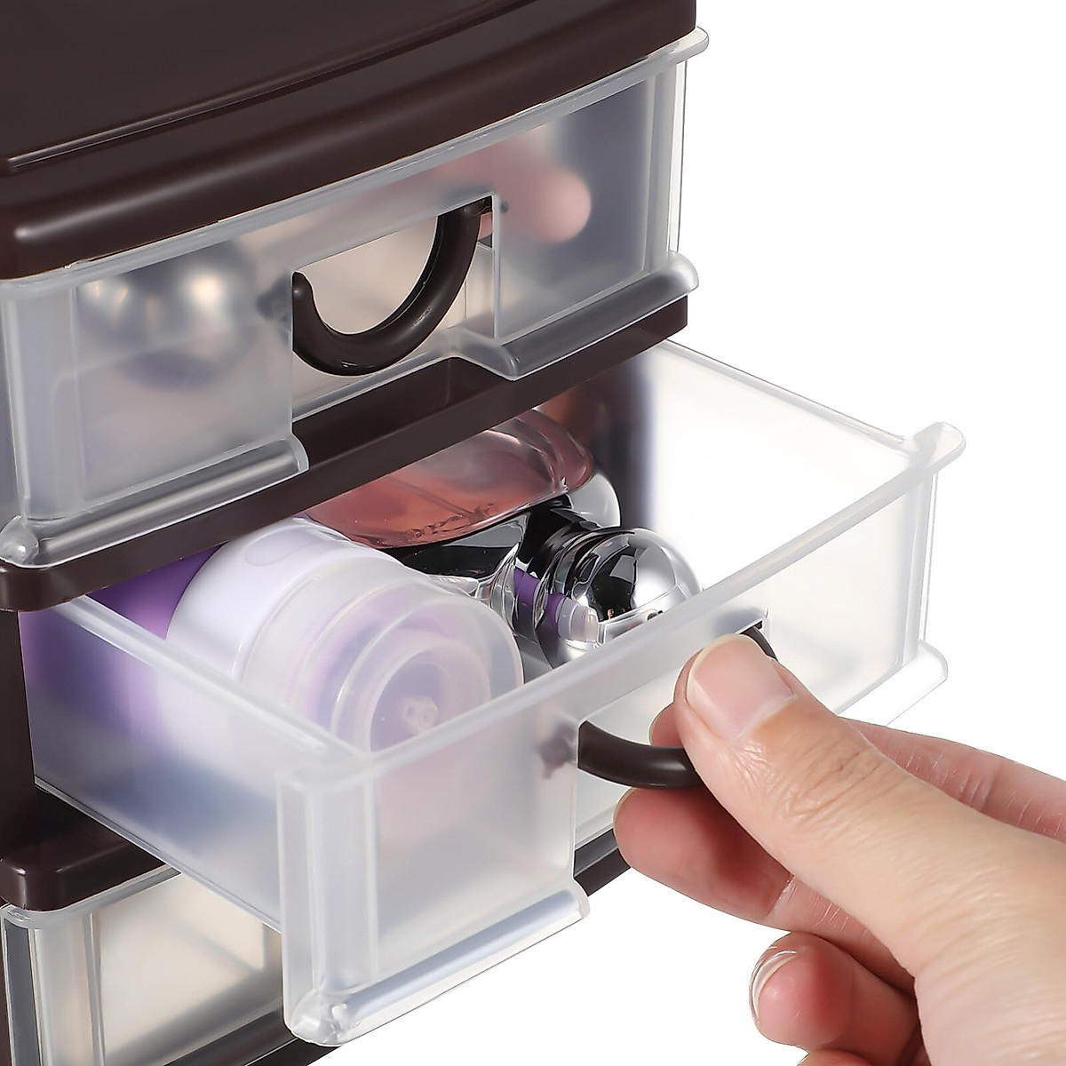 Cabilock 3 Tier Plastic Storage Drawer Units Home Office Storage Box Small Plastic Storage Drawers Desktop Case Organizer Cosmetic Makeup Container