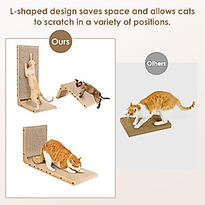 EHEYCIGA Cardboard Cat Scratcher for Indoor Cats, 26.8 Inch L Shaped Vertical Cat Scratching Board with Ball Cat Toy, Large Cat Scratcher Pad