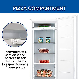 Koolatron KTUF196 Compact Garage-Ready Upright Freezer with 7.0 Cubic Feet Capacity, Space-Saving Slim Design for Home, Apartment, Condo, Cabin, Basement-White, Standard