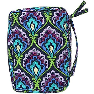 DIWI Quilted Bible Cover Large Sizes 10 X 7 X 2.75 Inches Good Book Case (L, C1 Blue Peacock)