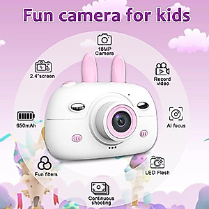 FeiLok Kids Camera for 3-9 Year Old Boys Gilrs, Best Birthday Gifts and Christmas Toys with 2.4" IPS Eye Care Screen 1080p Video Children Digital Camera Capture The Special Moment, 32GB SD Card