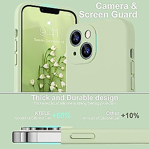 Ktele Compatible with iPhone 13 Case 6.1 inch Premium Liquid Silicone [Soft Microfiber Lining Anti-Scratch] Gel Rubber Full-Body Bumper Protection Camera Protect Case-Matcha