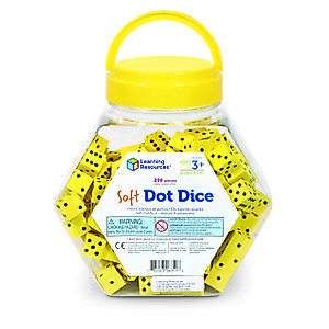 Learning Resources Hands-On Soft Dot Dice Bucket, Set of 200, Ages 3+, Classroom or Homeschool Supplies, Back to School Supplies,Teacher Supplies