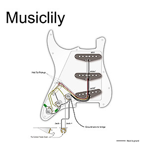 Musiclily SSS 11 Hole Loaded Prewired Strat Pickguard ST Guitar Scratch Plate with Single Coil Pickups Set for Squier Stratocaster Style Electric Guitar, Black