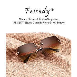 FEISEDY Classic Rimless Sunglasses Women Metal Frame Diamond Cutting Lens Sun Glasses B2567