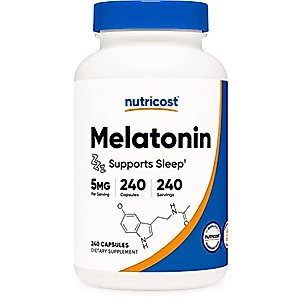 Nutricost Melatonin 5mg, 240 Capsules - 5mg Per Serving, Non-GMO, Gluten Free