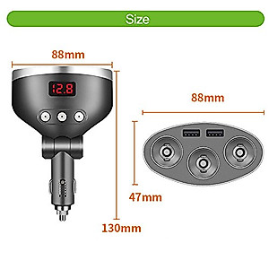 Car Charger,120W 3-Socket Cigarette Lighter Power Adapter DC Splitter 3.1A Dual USB Car Charger 12/24V with LED Voltage Display for Smartphone