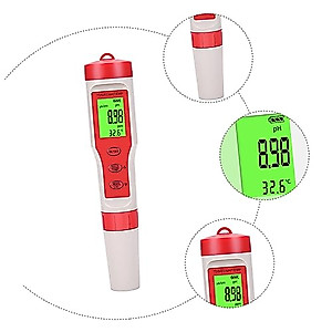 HOMOCONO 4 Ph Pen Ec Meter Digital Tester Pen Ppm Ph Meter for Water Digital Water Meter Pen Ph Tester Liquid Ec Water Test Digital Ph Meter Aquarium Ph Meter Ph and Meter PVC Red