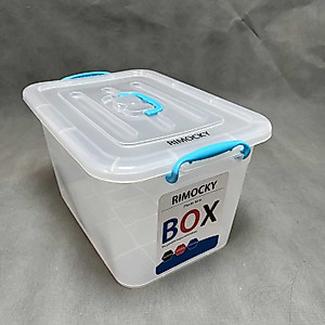 RIMOCKY Plastic boxes ,Plastic Storage Bin Tote Organizing Container with Durable Lid and Secure Latching Buckles, Stackable and Nestable