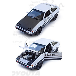 Tianmei 1:32 Initial D Trueno AE86 Alloy Diecast Car Model Toys, Kids Pull Back Metal Vehicle Toys and Adult Collection Ornaments (Black Hood AE86-White)