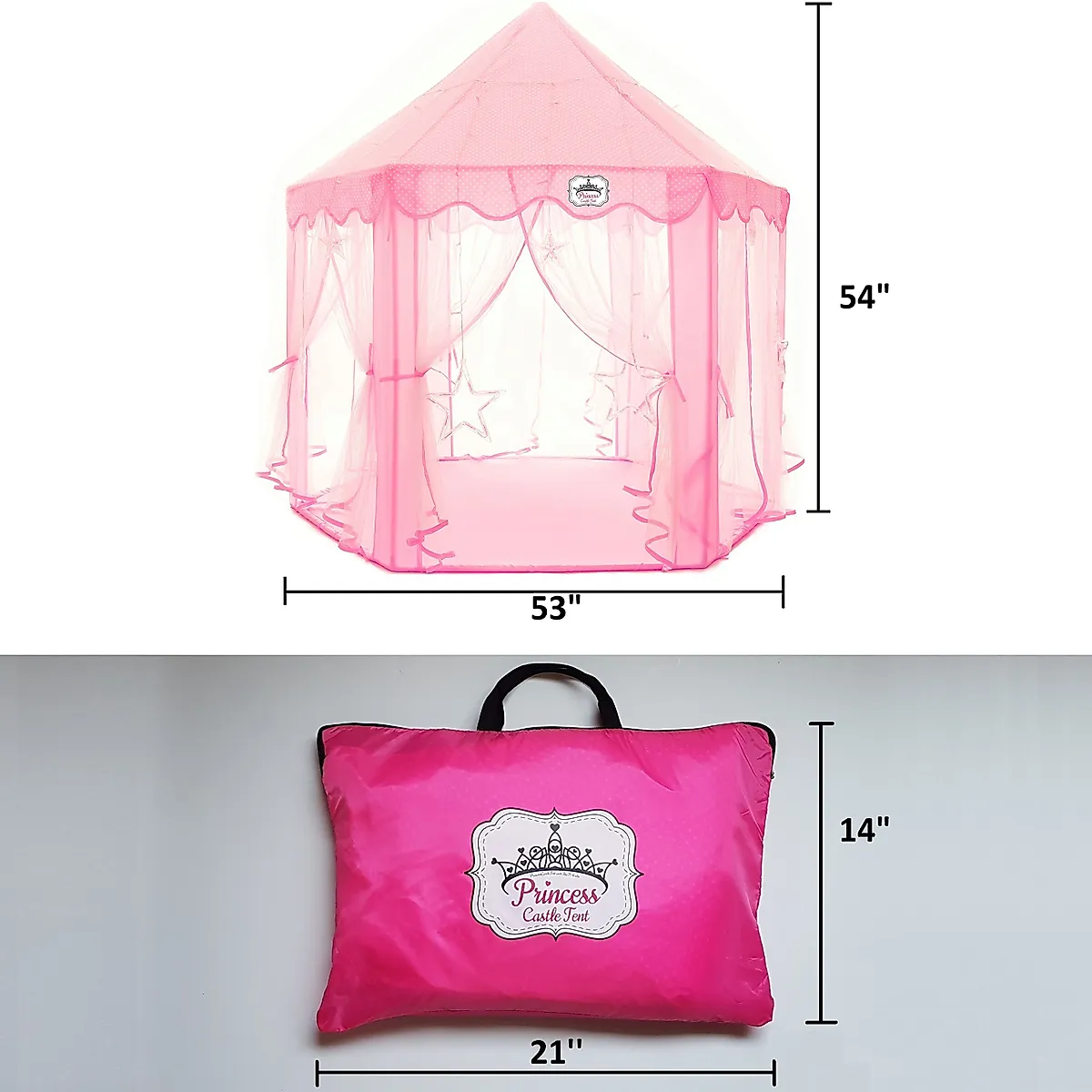 Princess Castle Play Tent with Star Lights - For Girls Age 3-7, Encourages Imaginative Play