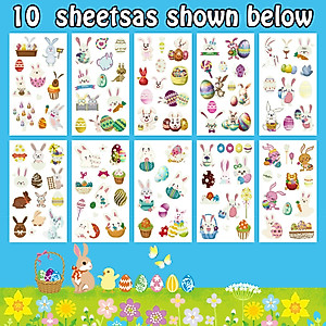 Partywind 115 Styles Luminous Easter Temporary Tattoos for Kids, Glow Easter Party Supplies Favors Decorations, Fake Tattoo Stickers with Easter Eggs for Basket Stuffers