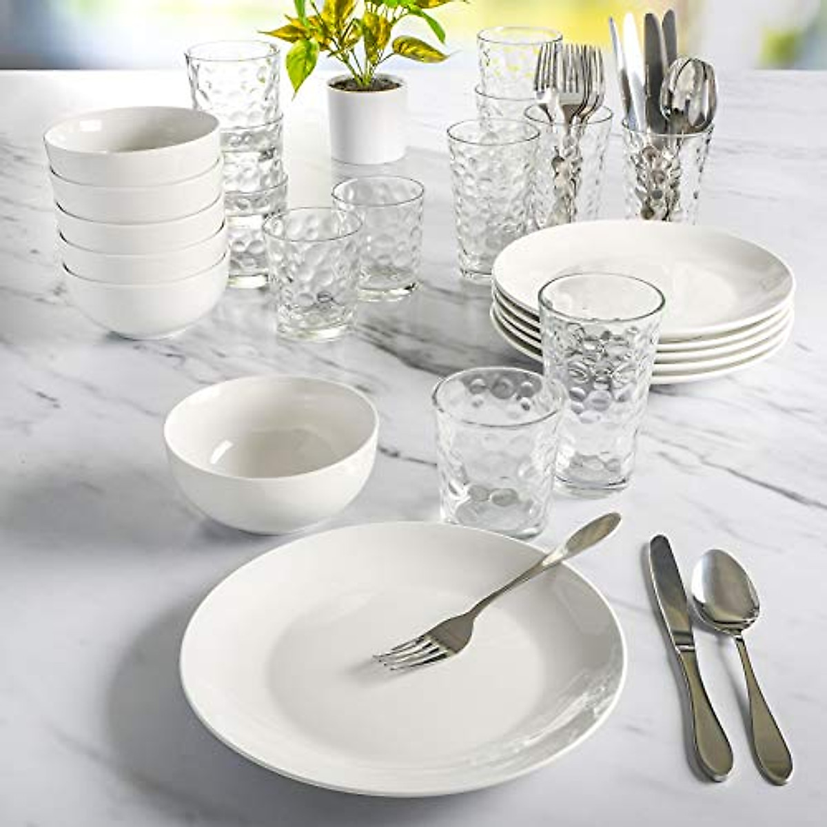 Gibson Home Zen Buffet 42-Piece Combo Dinnerware Set, Service for Six (42pcs), White (Coupe) (127382.42R)