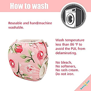 Babygoal Baby Girl Swim Diaper, Reusable Adjustable Washable Swim Underwear Fits 0-8M Baby Gifts and Swimming Lessons One Pack Small