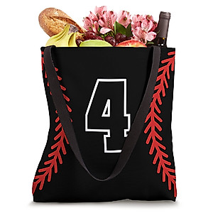 Number #4 Favorite Lucky Number Baseball Softball Black Red Tote Bag
